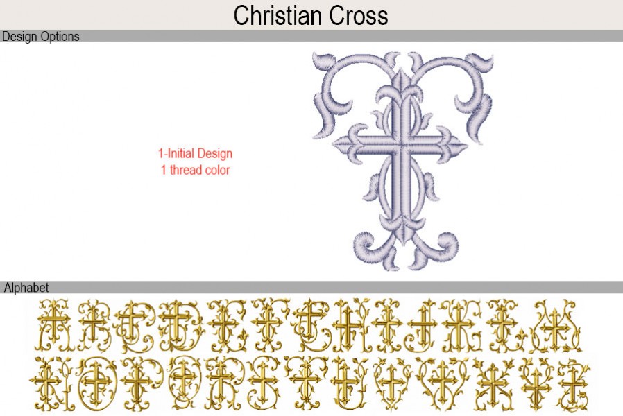 Christian Cross - Monogram Alphabet - Jan de Luz Linens - Jan de Luz Linens